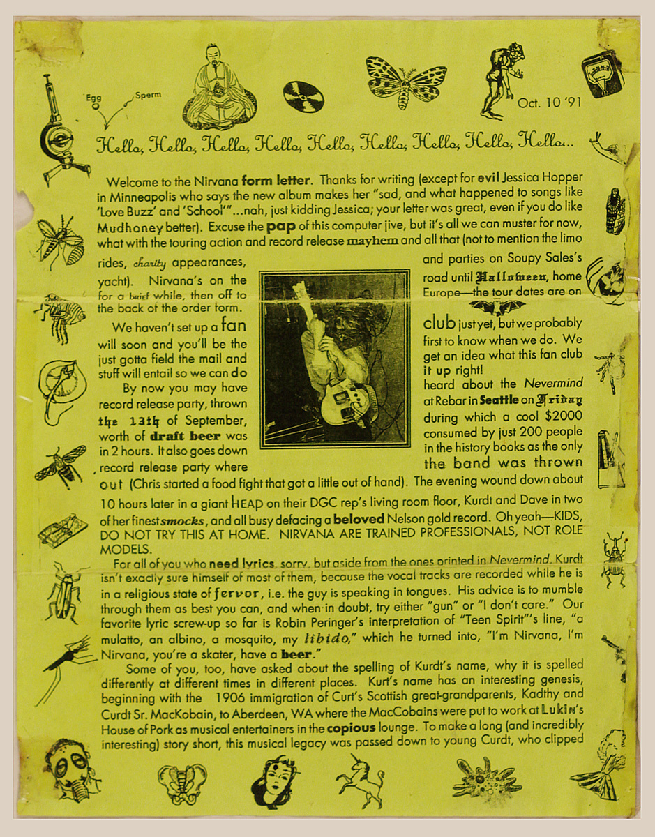 Lot Detail - Nirvana Signed Original Fan Newsletter and Merchandise Form Lot Detail - Nirvana Signed Original Fan Newsletter and Merchandise Form